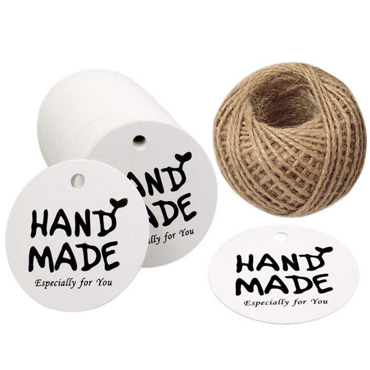 100PCS Round Handmade Especially for You Printed Tags,White Kraft Pape ...